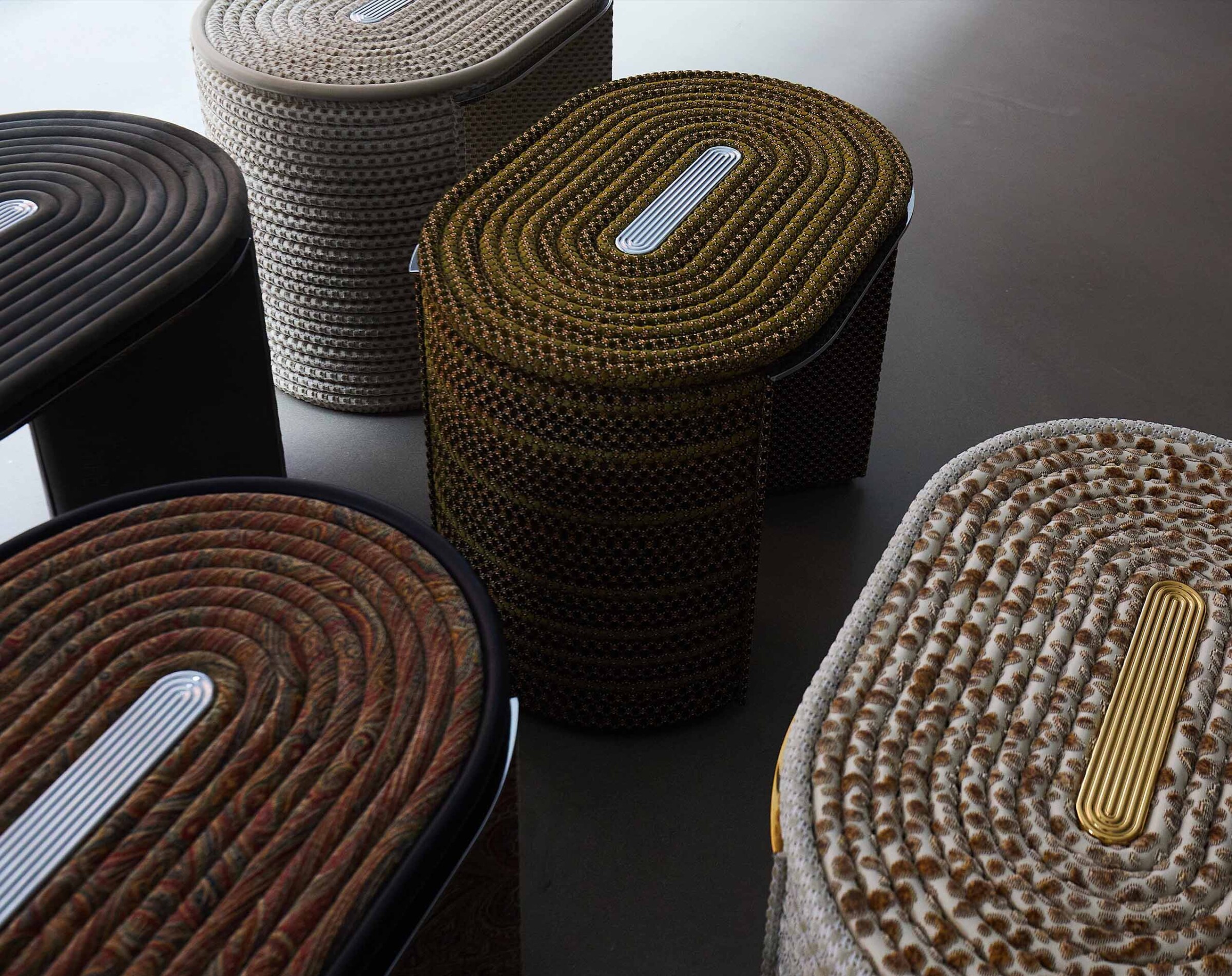 Green Upholstered Stool — Cristina Grajales Gallery